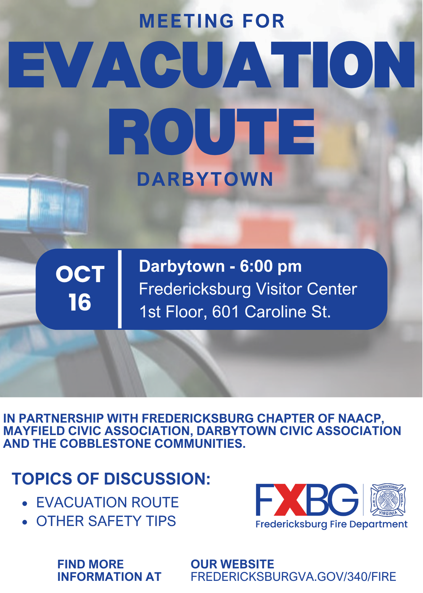 Fredericksburg City October Community Update Evacuation Route | Fredericksburg Chamber Merch Store