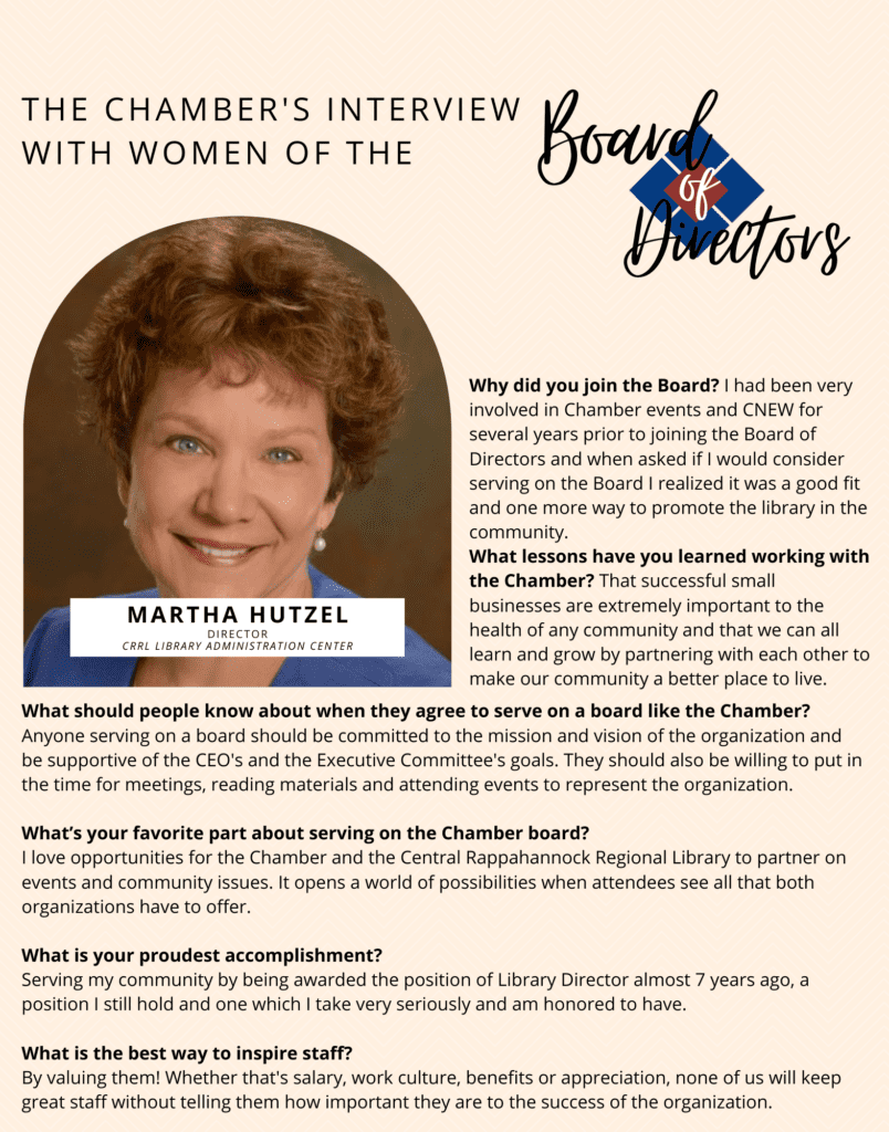 Women of the Chamber Board of Directors | Fredericksburg Chamber Merch ...